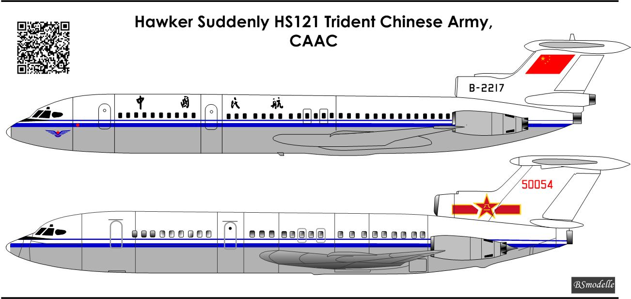 HS121 Trident People's Liberation Army, CAAC decal 1\100