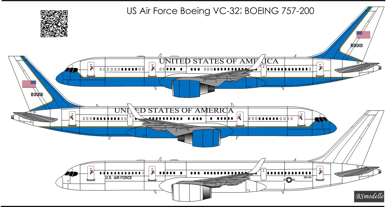 Boeing VC-32 757-200 US Air Force 1\144 decal