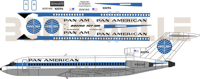 Boeing 727 Pan Am decal 1\100