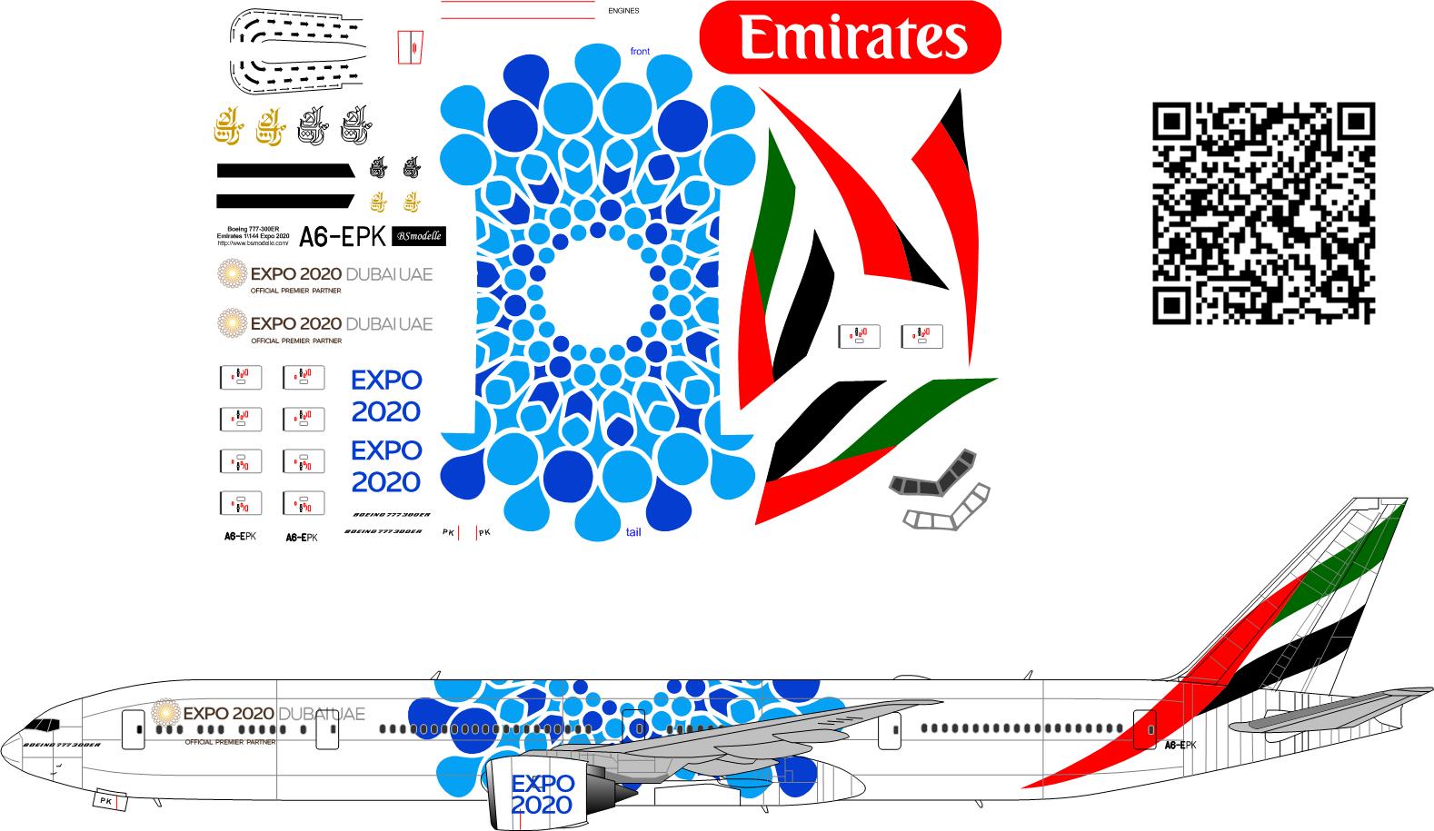 Boeing 777-300ER EXPO 2020 "BLUE" decal 1\144